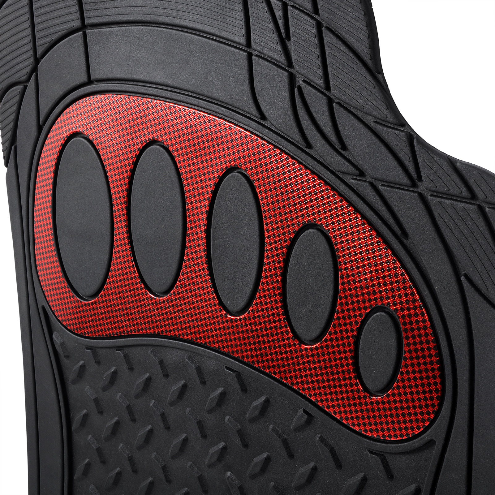 SITU Universal Auto Fußmatten Automatten Gummimatten Gummi Schwarz/Rot ...